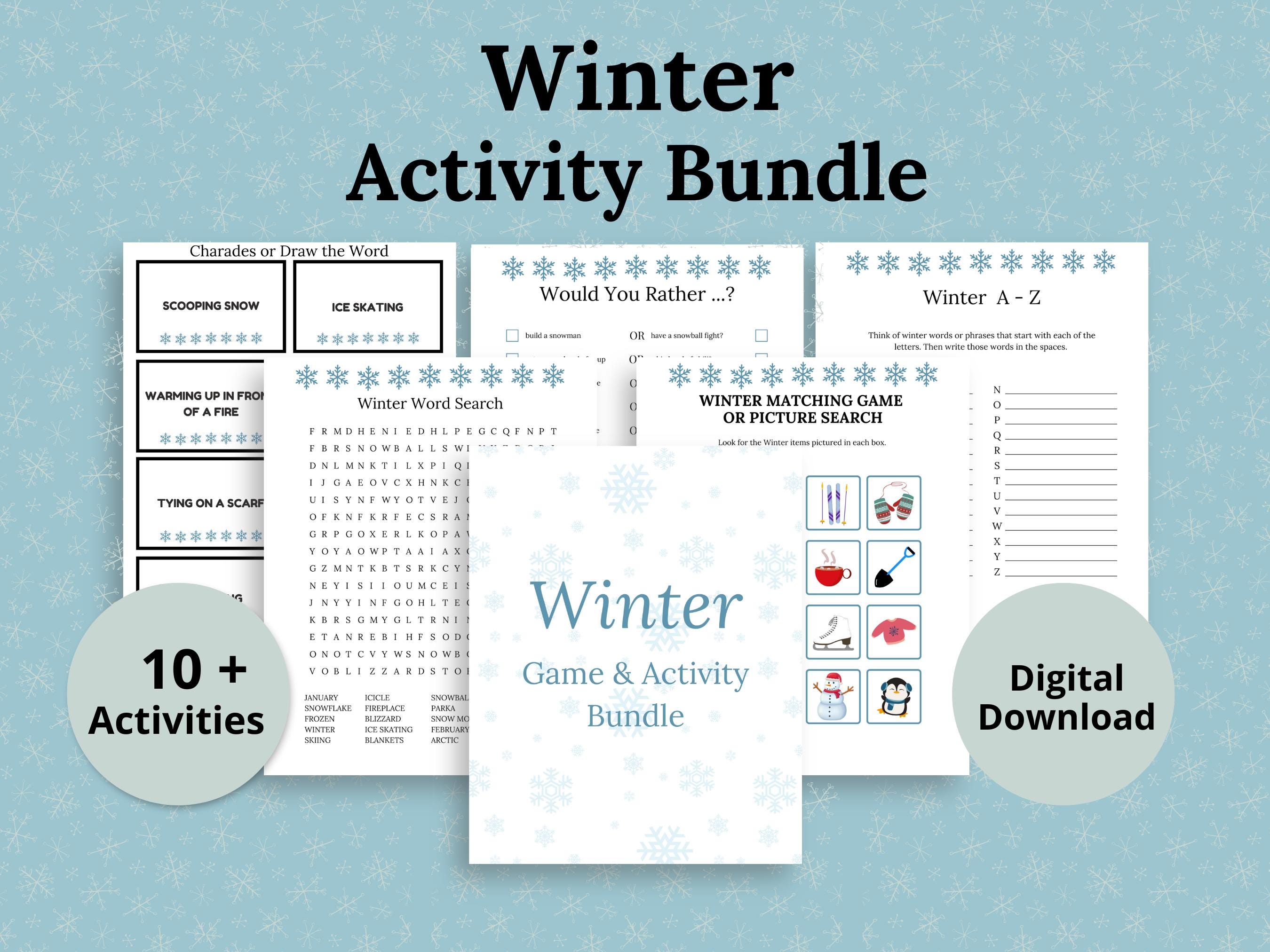 Winter Game and Activity Bundle Printable for Senior Adults, Fun Winter ...