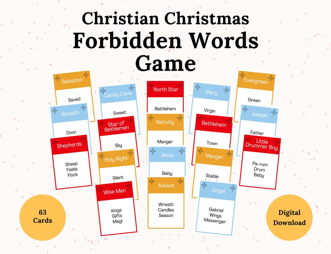 Christmas Christian Forbidden Words Game, Bible Games for Kids and ...