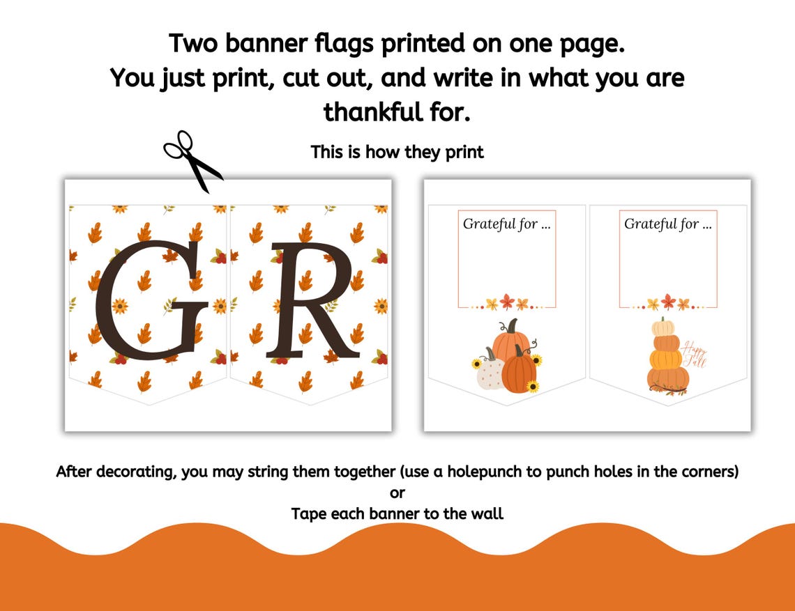Fall Grateful Banner Printable, Thanksgiving Banner & Decor, Fall Party ...