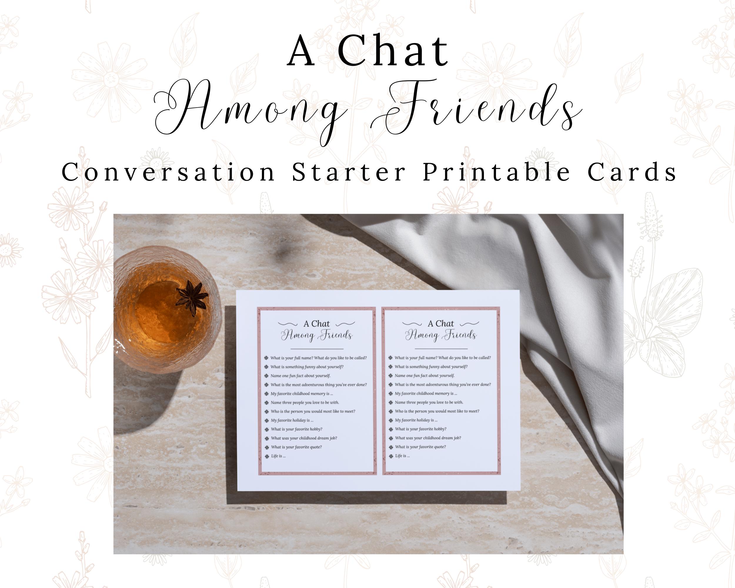 Conversation Cards Printable Conversation Starters, Icebreaker Game ...