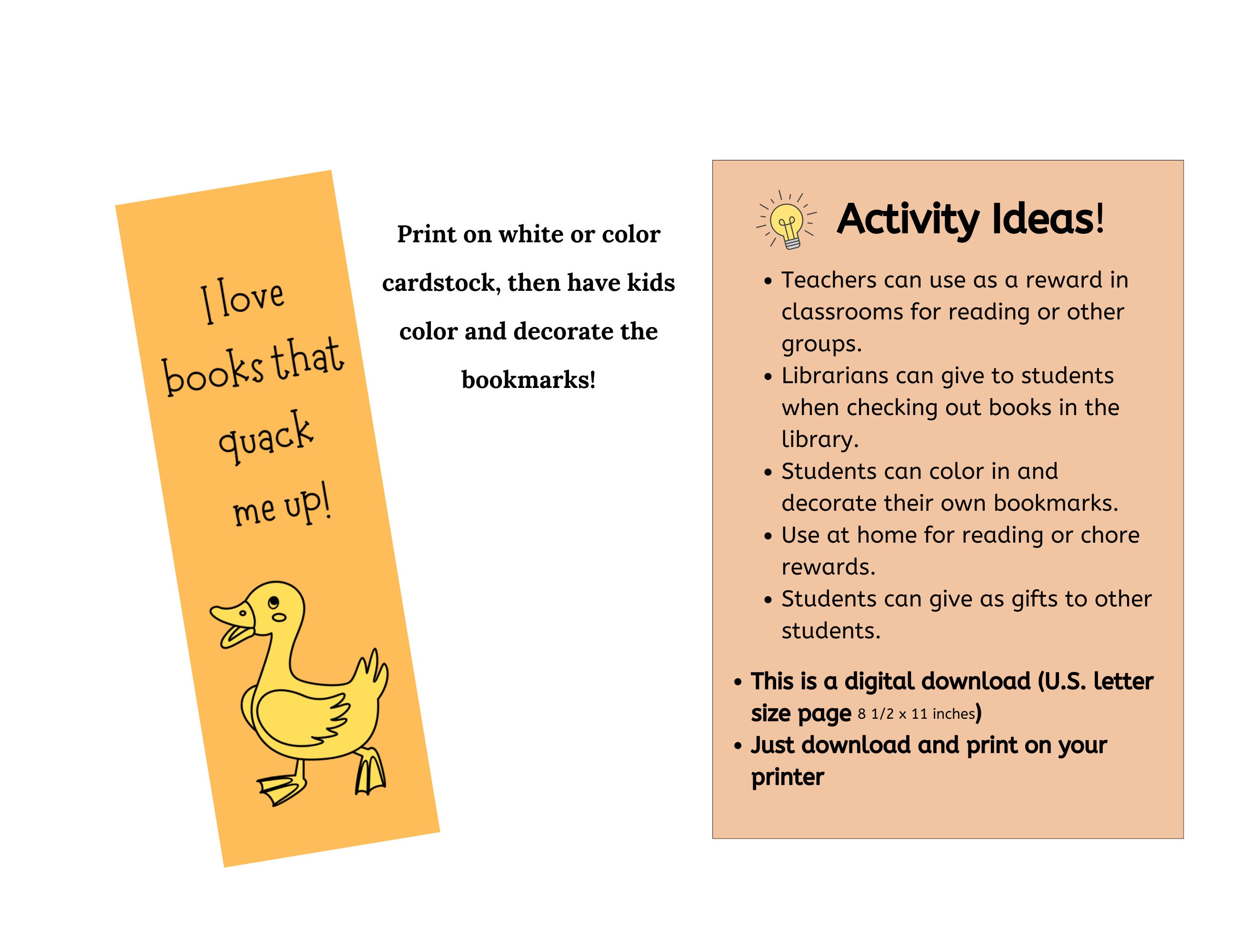 Printable Bookmark Coloring for Kids Reading Puns and Jokes, Teacher ...