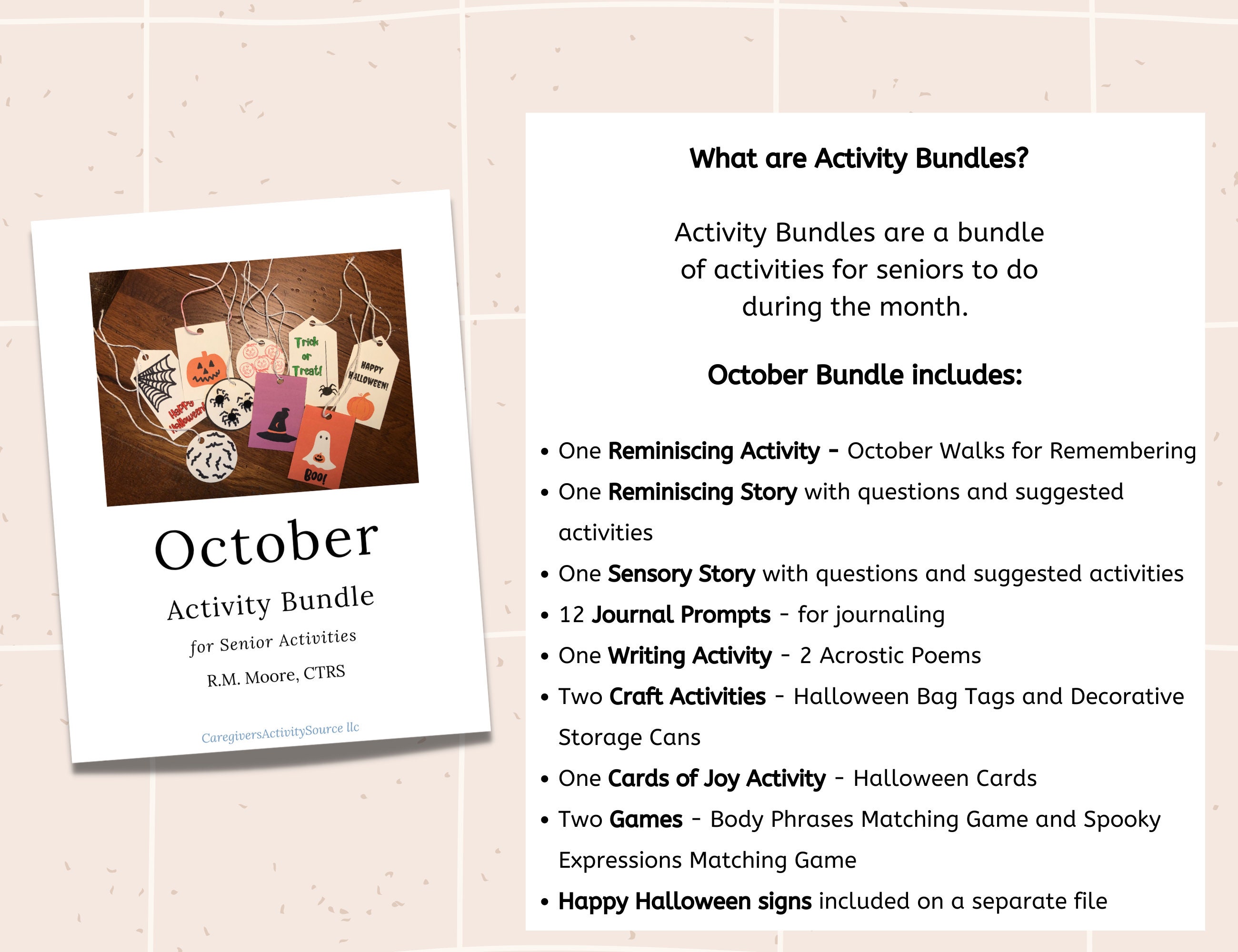 October Activity Bundle for Senior Activities, Reminiscing, Sensory ...