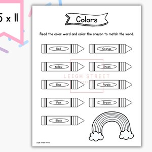 Coloring Worksheet - Learn Colors - Matching Colors Activity ...