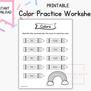 Coloring Worksheet - Learn Colors - Matching Colors Activity ...