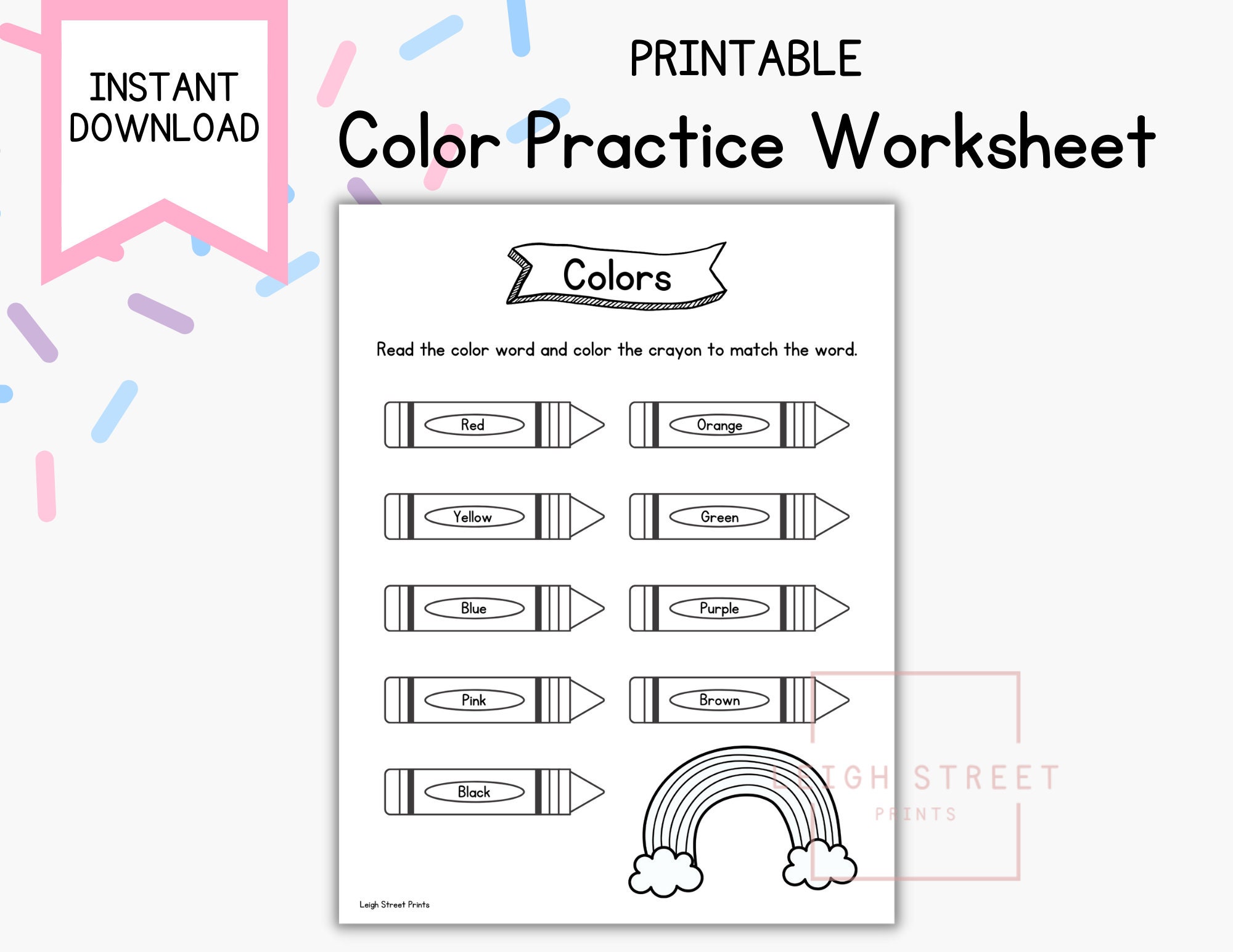 Coloring Worksheet - Learn Colors - Matching Colors Activity ...