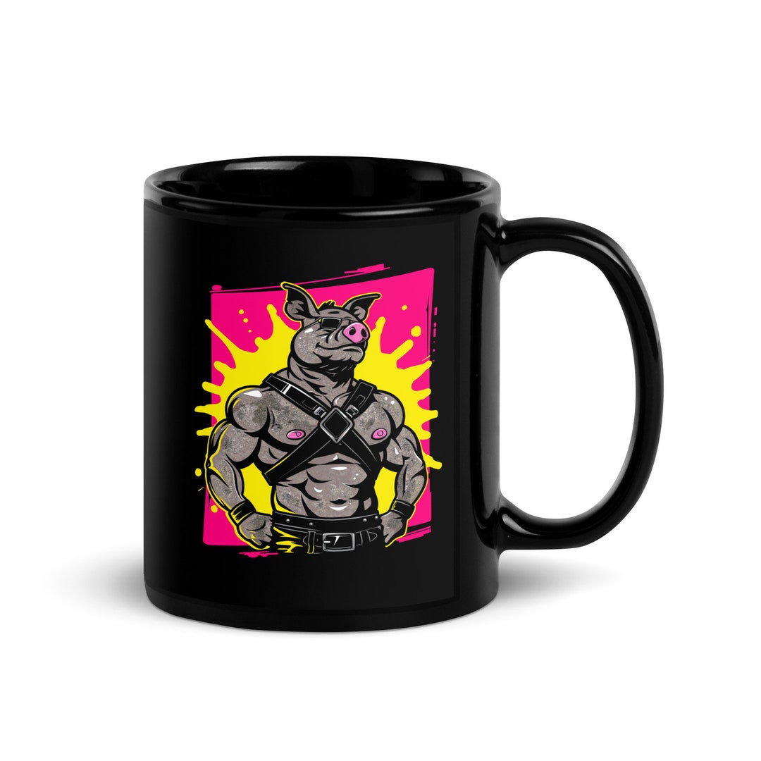 Harness-clad Muscle Piggy, Powerhouse Gay Bear Mug - Etsy