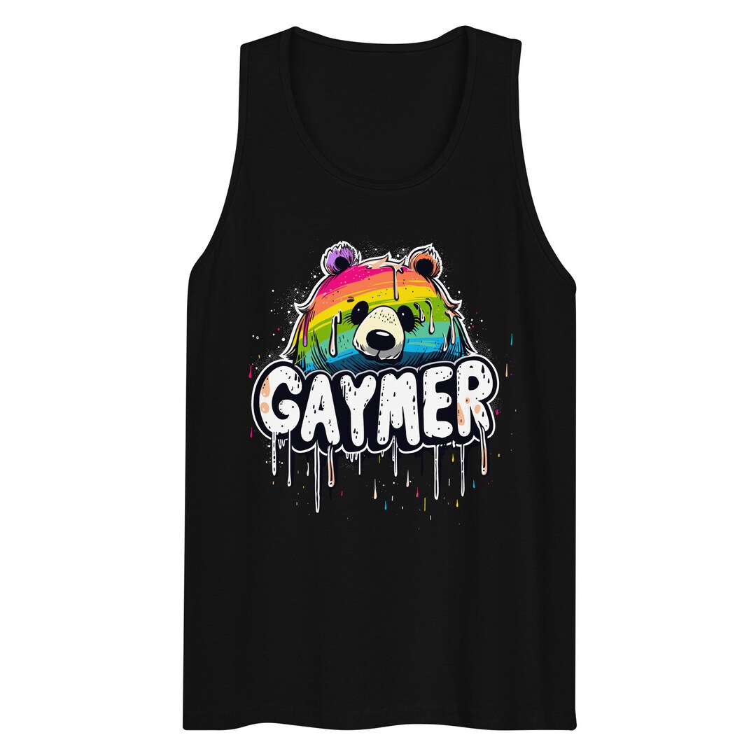 Gaymer Colorful Drip Effect Gay Bear Tank Top - Etsy