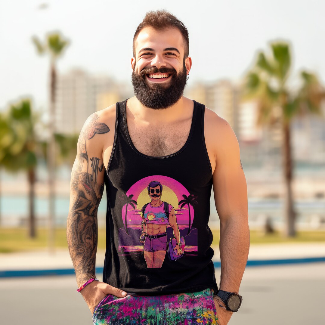 Beach Daddy Getaway Tank Top - Mustache & Sunshine LGBTQ+ Apparel - Etsy