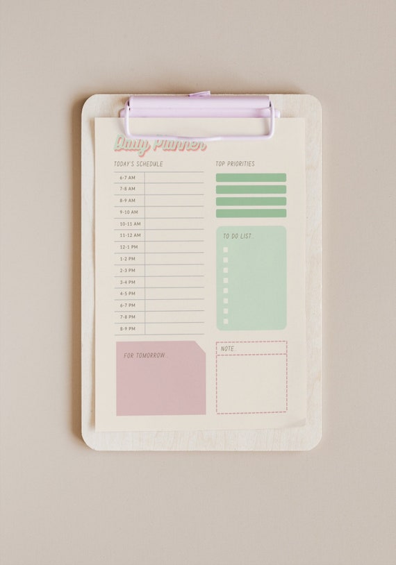 Cute Daily Planner Printable Instant Download Daily Schedule - Etsy