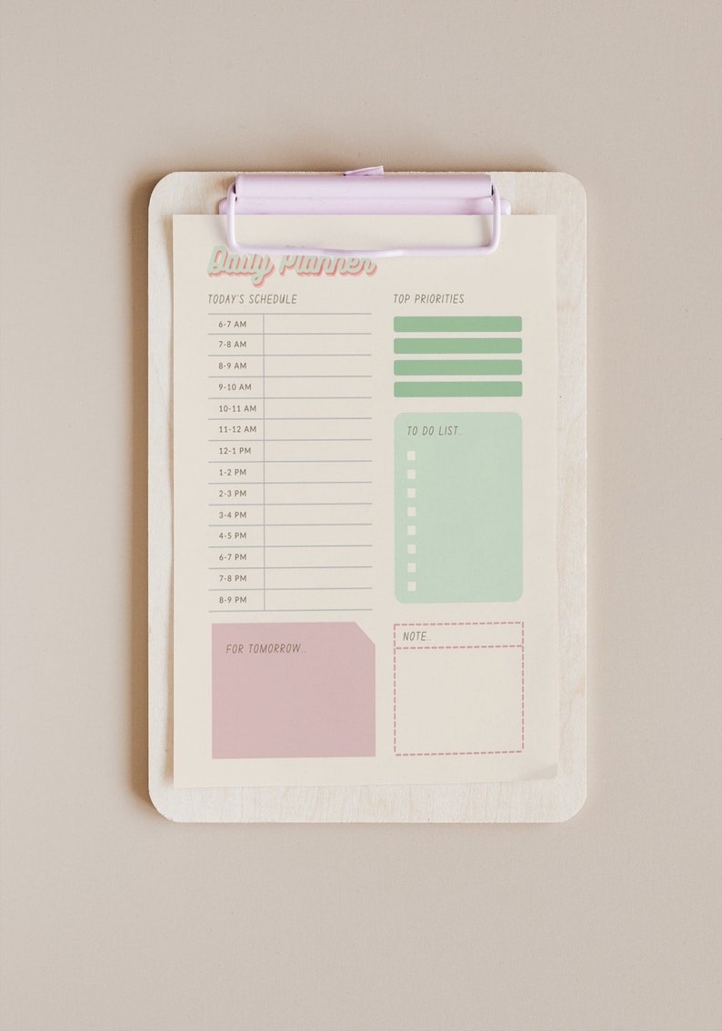 Cute Daily Planner Printable, Instant Download, Daily Schedule - Etsy