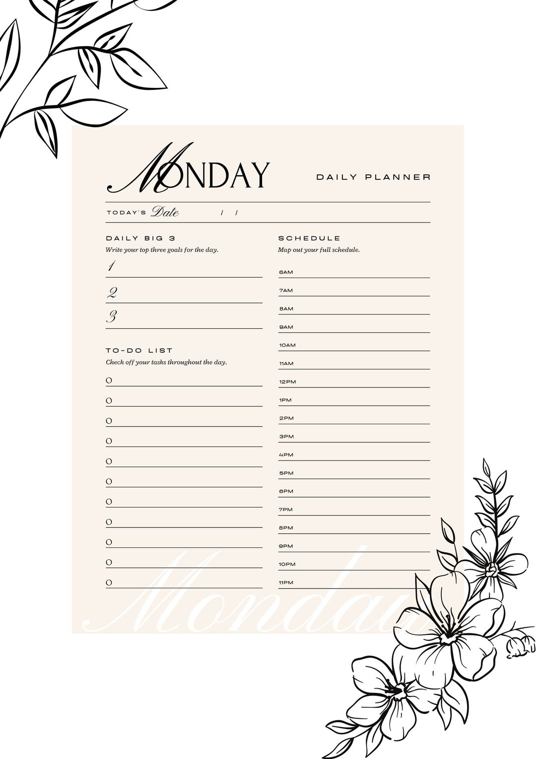 Elegant Daily Planner, Weekly Planner, Goal Planner, Printable Planner ...