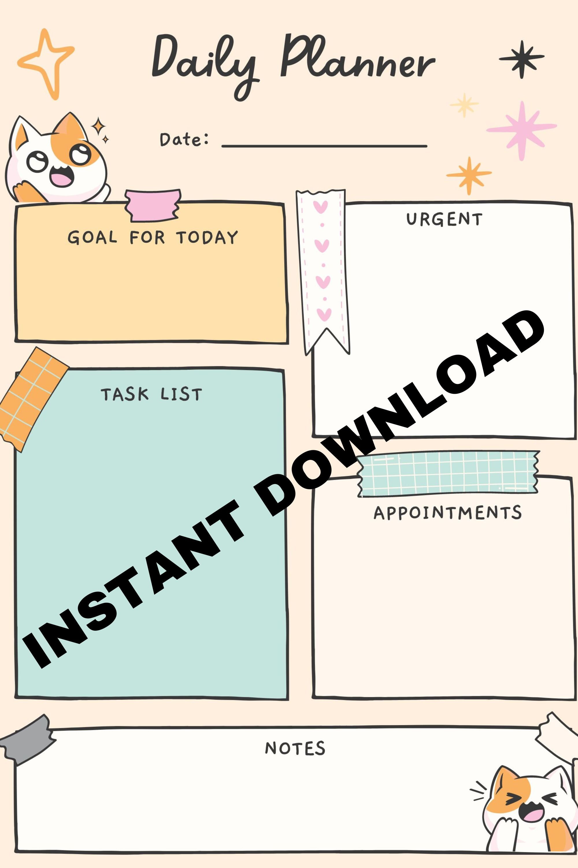 Cute Planner Daily Planner, Planner, Printable Planner, Instant ...