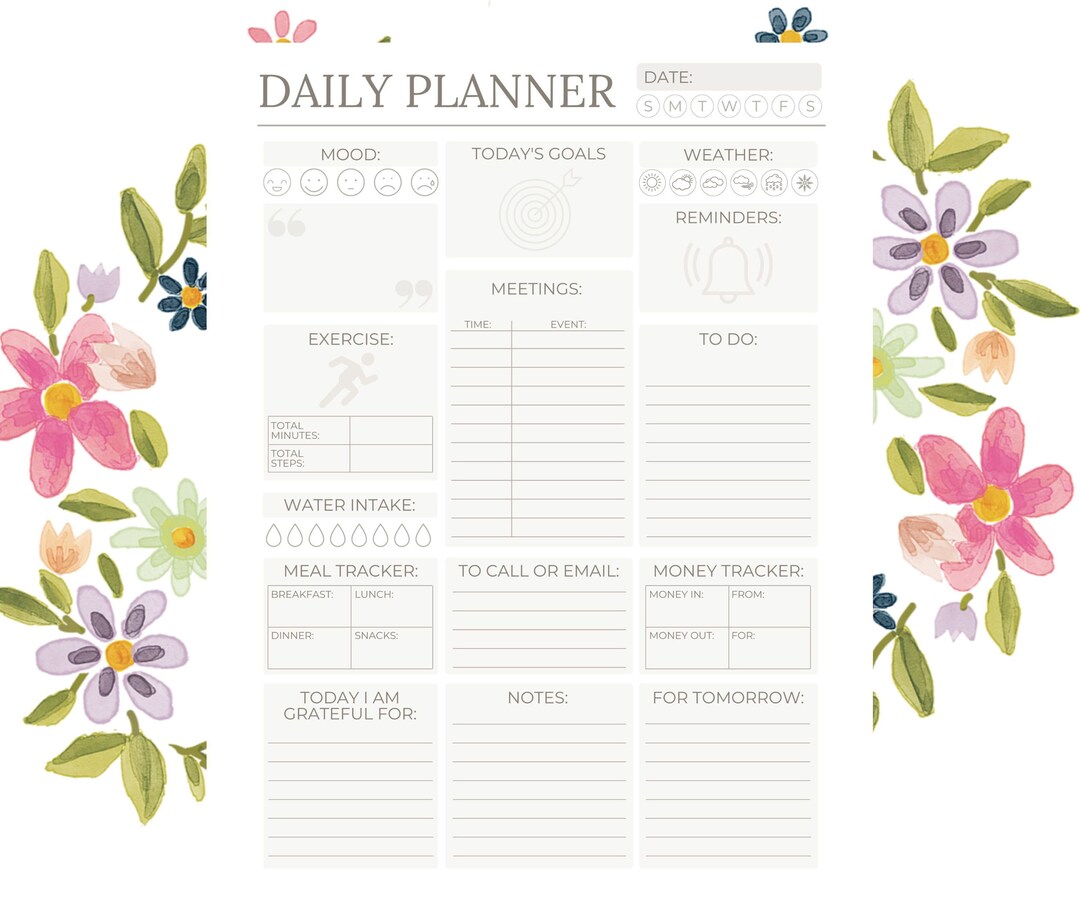 Simple, Minimalist, Planner, Printable Planner Page, Motivational ...
