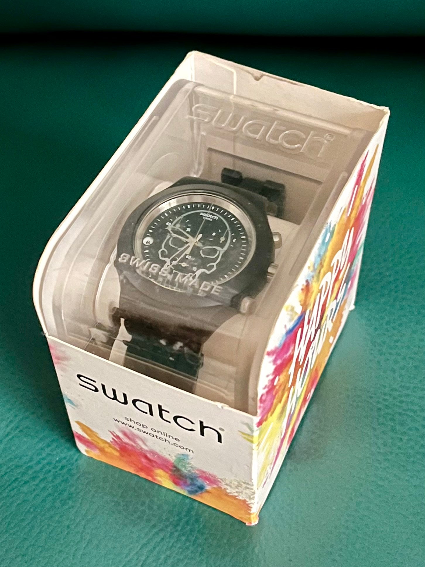 Swatch Full-blooded Black Skull Mens Watch (discontinued) - Etsy