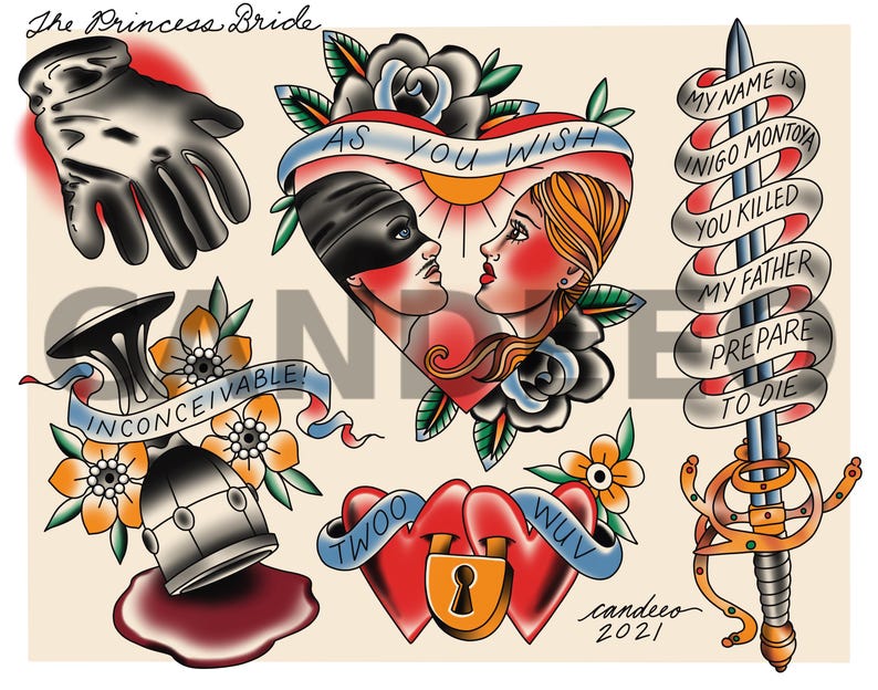 PRINCESS BRIDE Tattoo Flash - Etsy