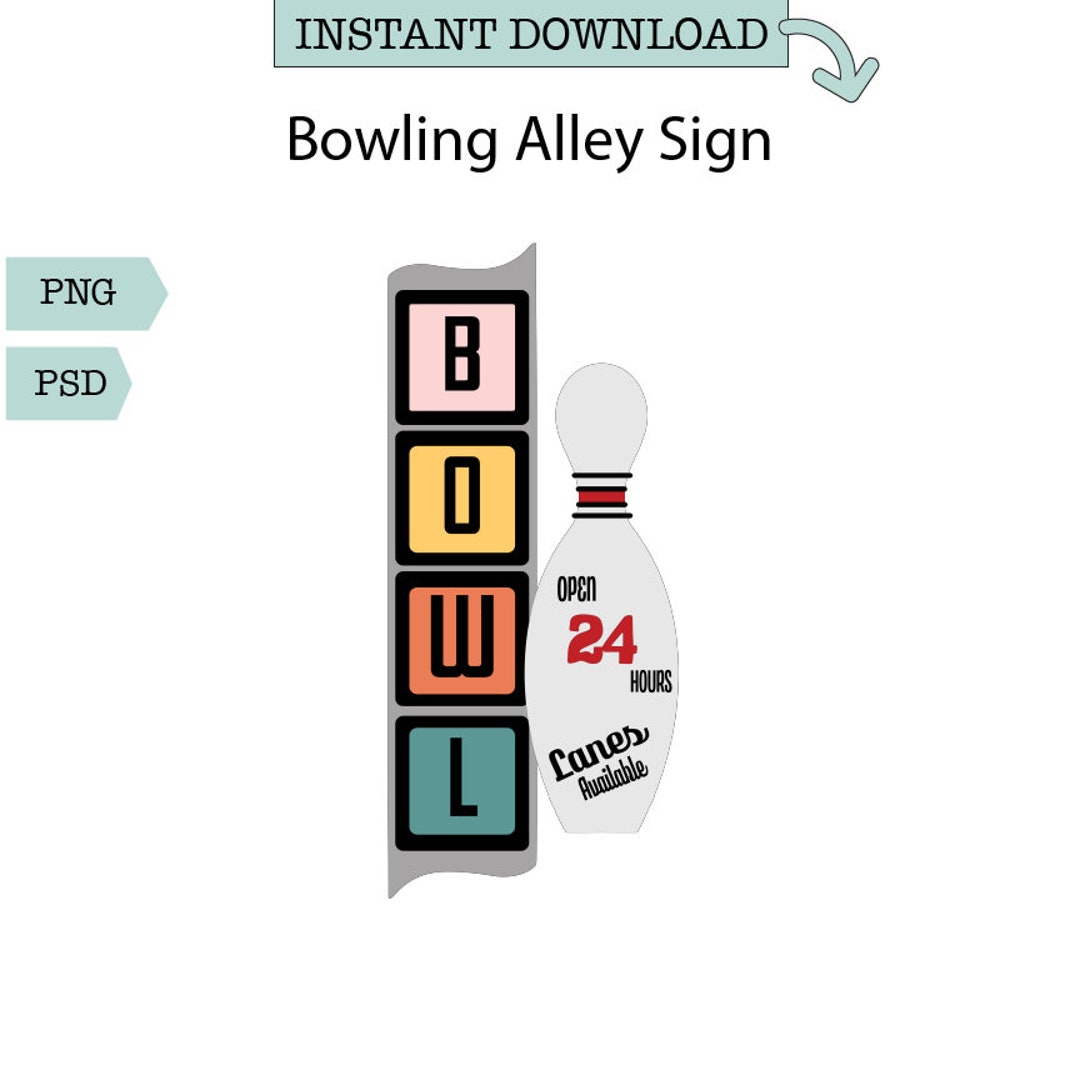 Bowling Alley Sign Svg/sublimation, Retro, Word Art, Cricut, Silhouette ...