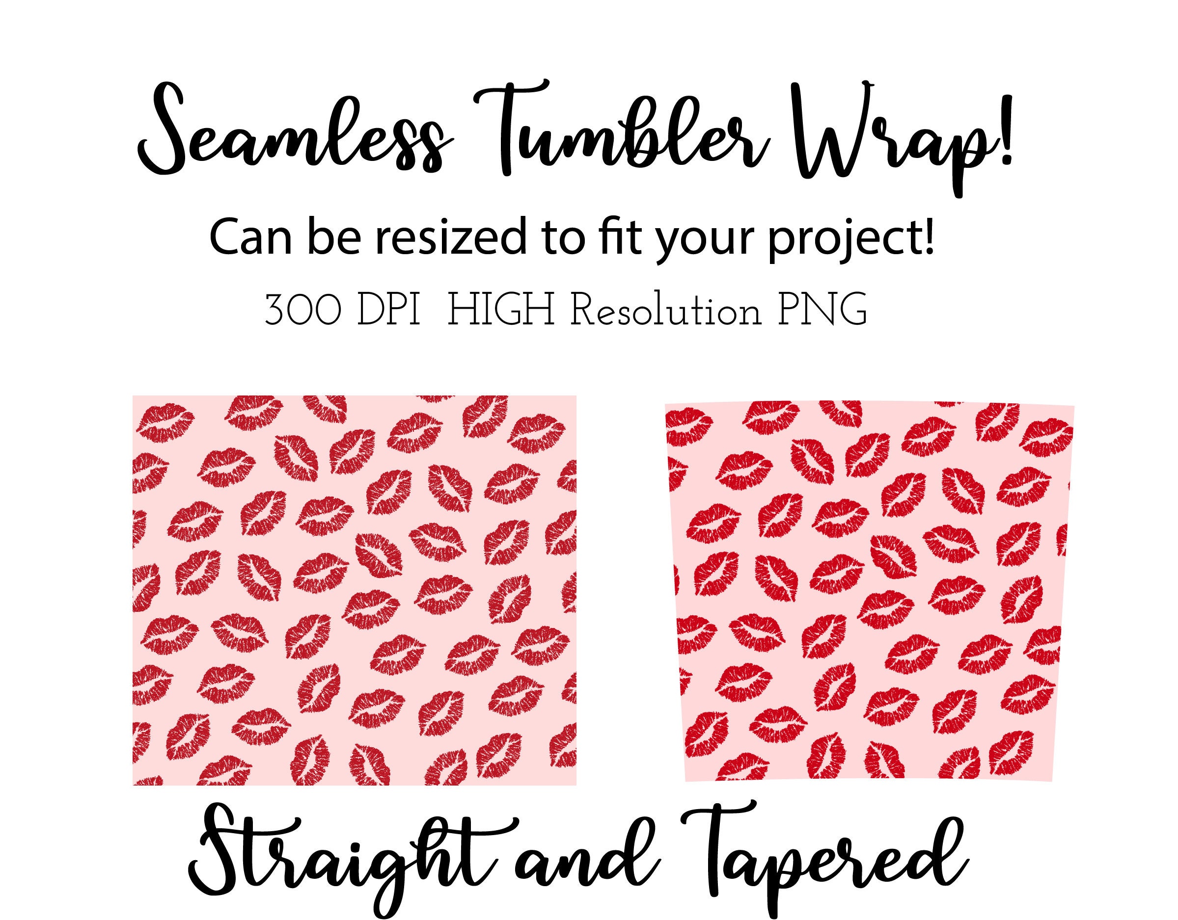 20 Oz Skinny Tumbler Sublimation Design, Smoochy Lips, Straight and ...