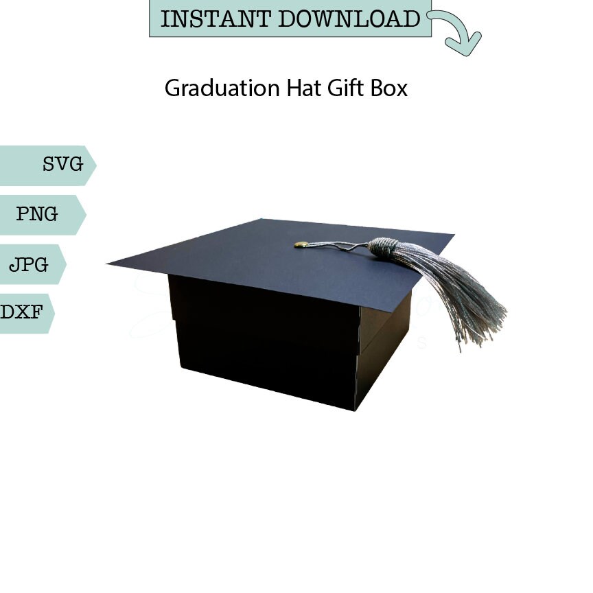 Graduation Hat Gift Box SVG, Gift Box, Graduation, Cricut, Silhouette ...