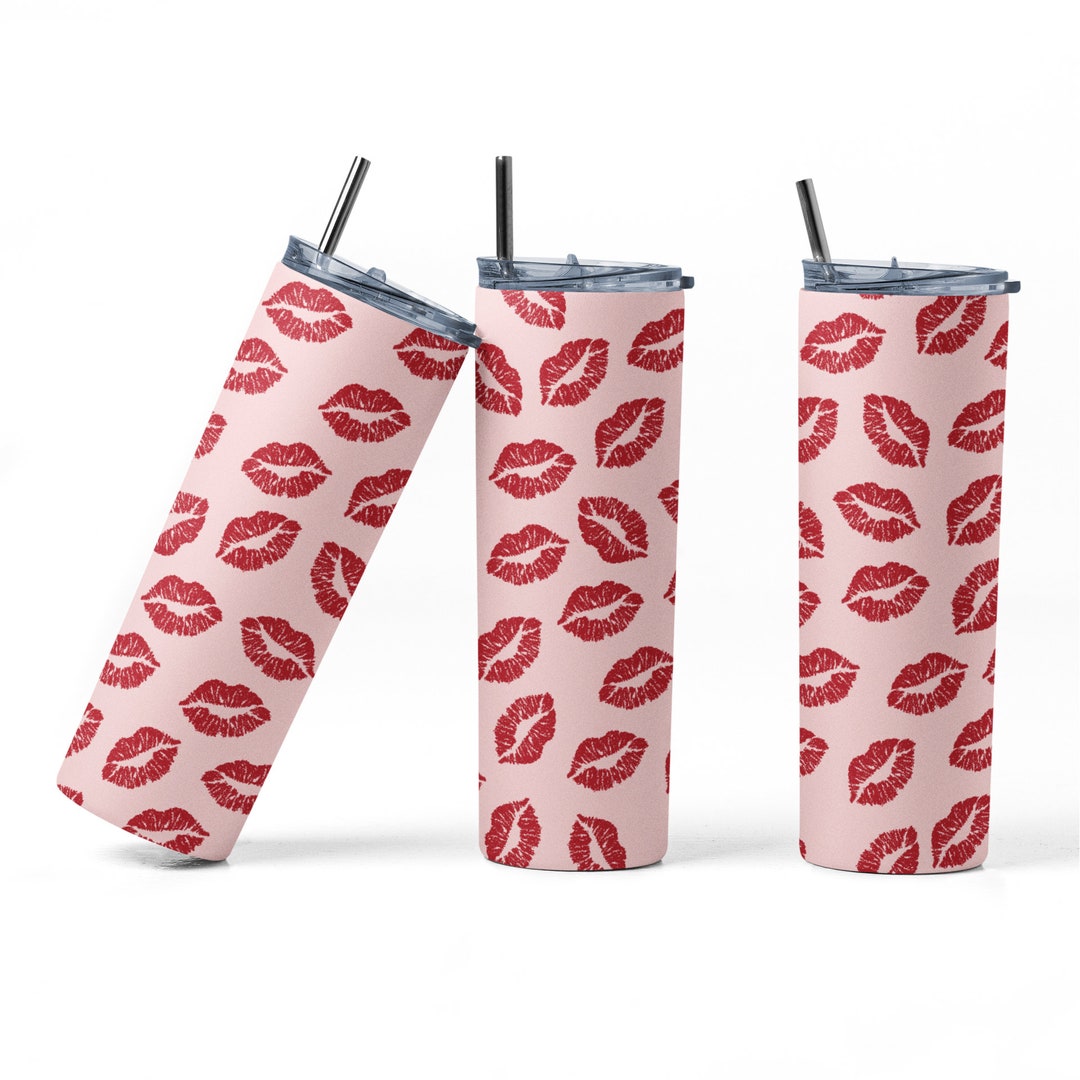 20 Oz Skinny Tumbler Sublimation Design, Smoochy Lips, Straight and ...