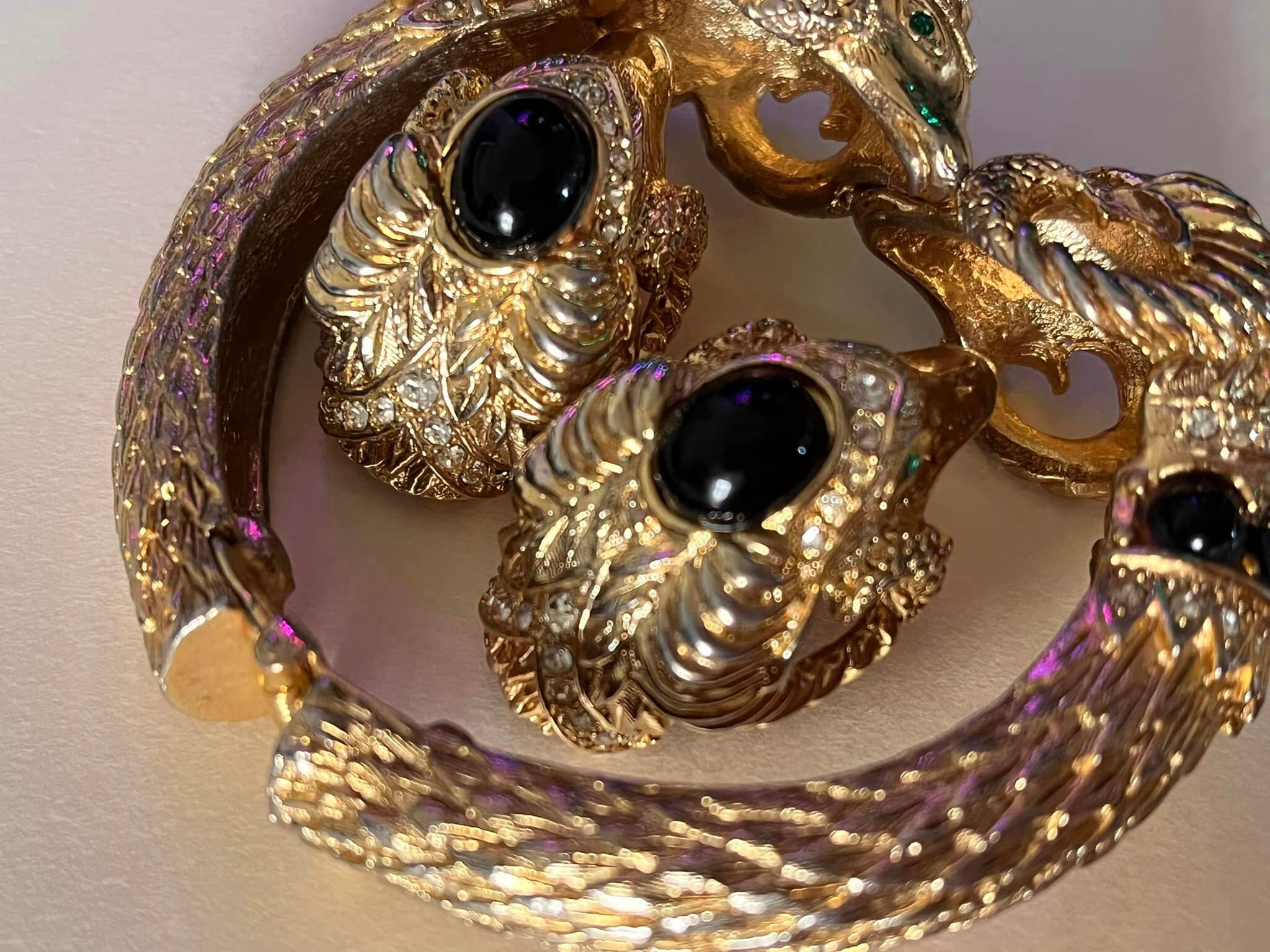 Vintage Gem-craft Signed Gilded Double Rams Head Bracelet - Etsy