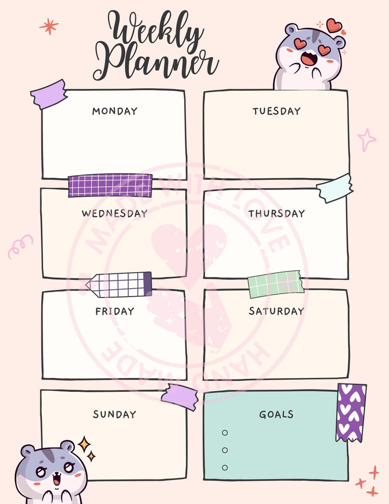 Kawaii Weekly Planner - Etsy