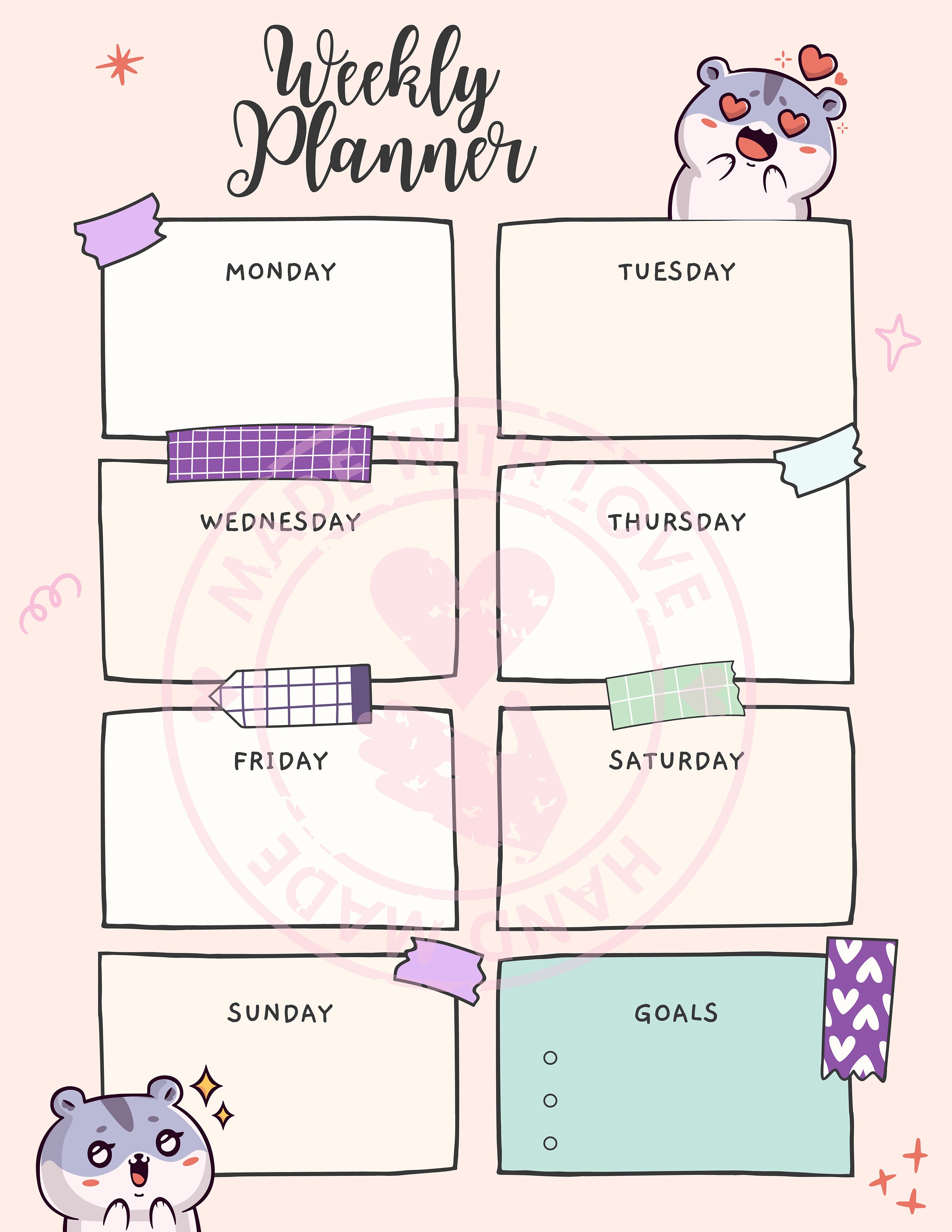 Kawaii Weekly Planner - Etsy
