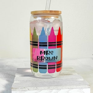 Crayon Color Changing Coffee Glass Cup, Teacher Appreciation Gift, Back ...