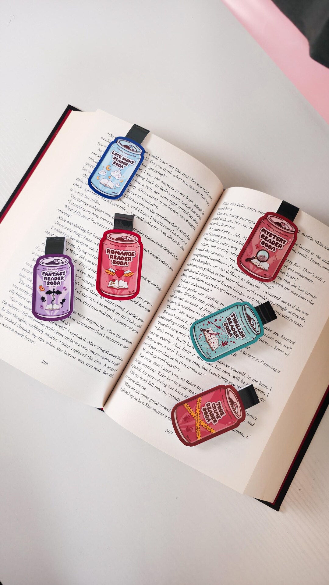 Bookish Soda Set Magnetic Bookmarks, Water Resistant Bookmark, Page ...