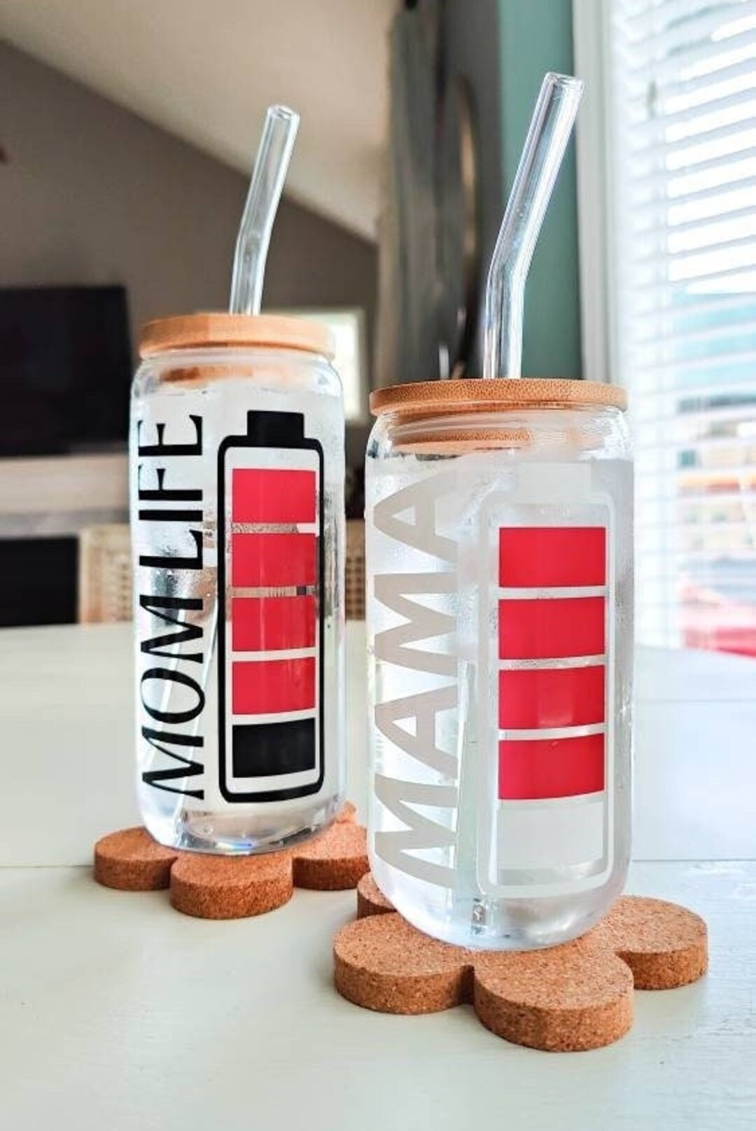 Low Battery Mom Life Coffee Cup, Cold Color Changing Glass Cup, Tired ...