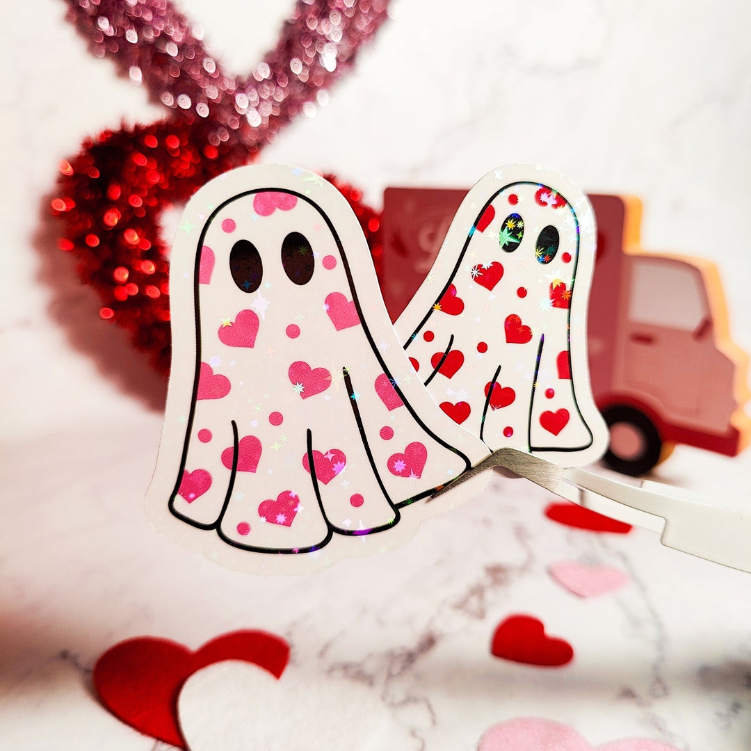Heart Ghostie Holographic Sticker, Spooky Valentine's Day Gift - Etsy