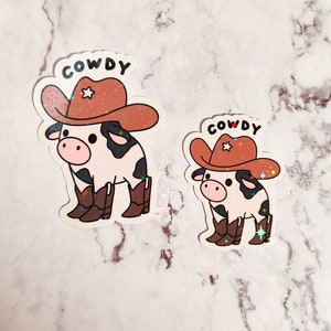 Cowdy Holographic Sticker, Western Rodeo Themed Water Resistant Decal ...