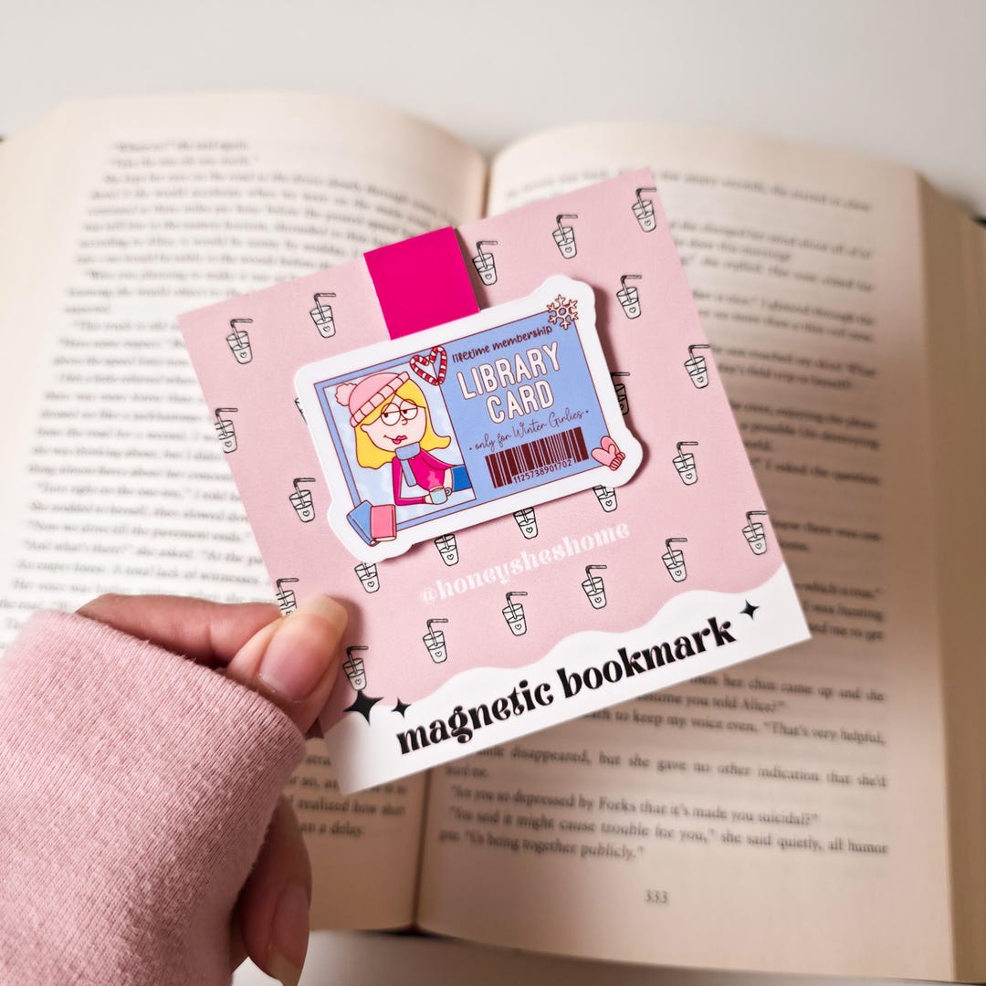 Winter Lizzy Library Card Magnetic Bookmark: Bookworm Gift - Etsy