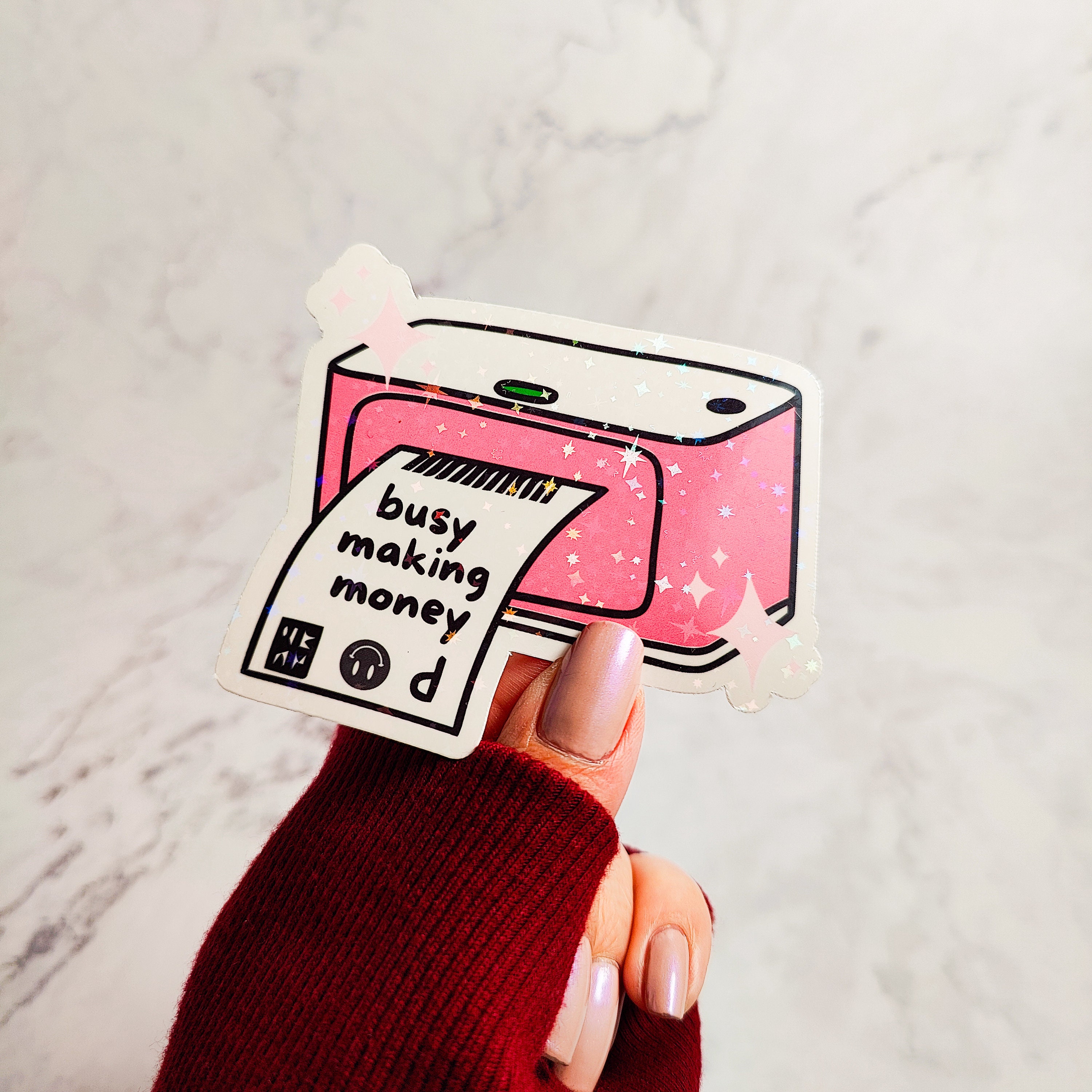 Busy Making Money Holographic Sticker: Water Resistant Entrepreneur ...