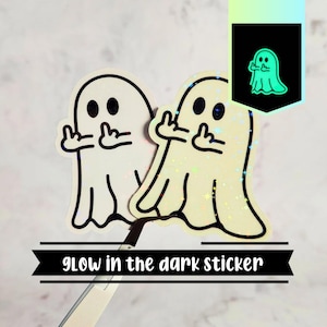 Funny Middle Finger Ghost Sticker: Holographic Glow-in-the-dark - Etsy