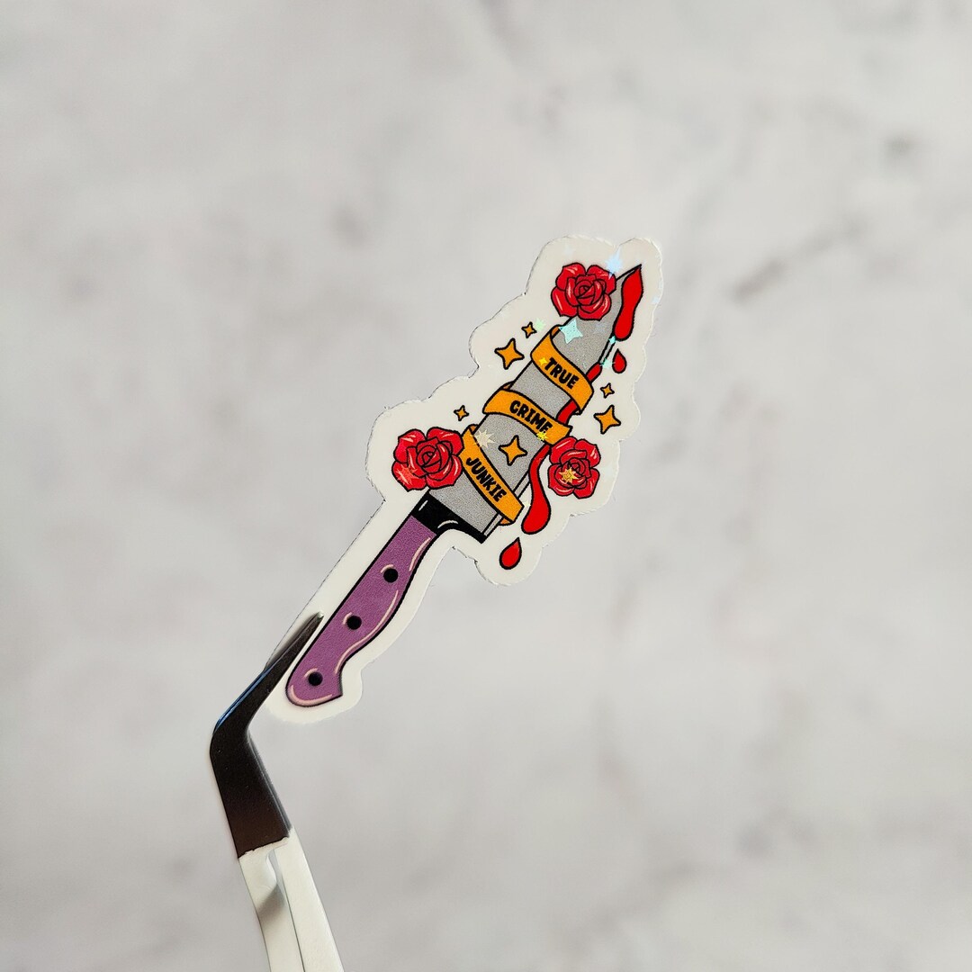 True Crime Junkie Holographic Sticker, Crime Podcast Sticker, Laptop ...