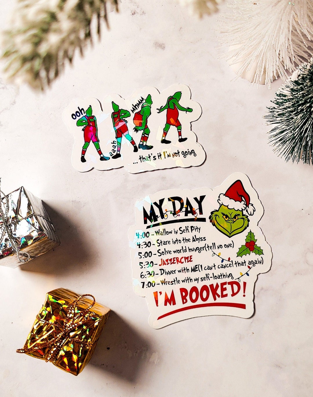 Grinchmas Holographic Sticker Grinchy Christmas Laptop/water - Etsy
