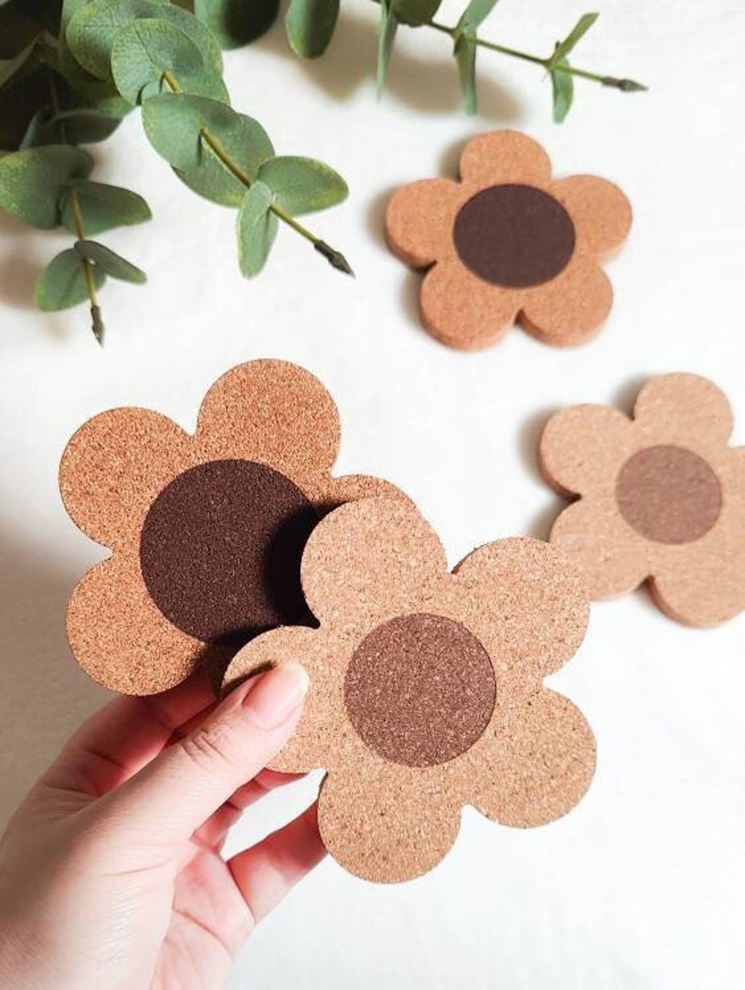 Daisy Flower Cork Coaster, Boho Groovy Coaster, Retro Flower Coaster ...