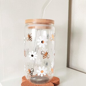 Bumble Bee Glass Cup, Daisy Spring Cups, Daisy Floral Beer Can, Bee ...