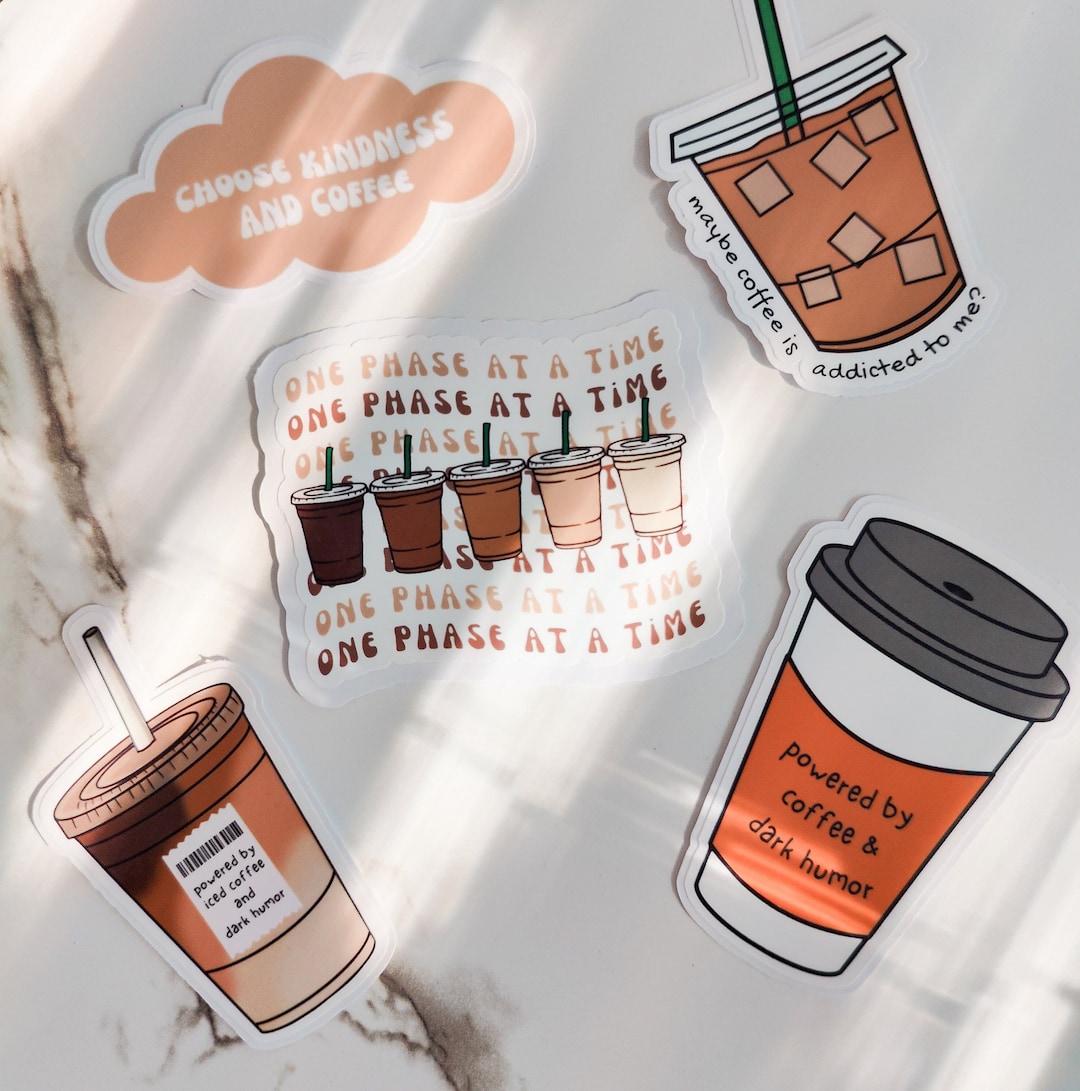 Cute Coffee Stickers, Trendy Aesthetic Laptop/water Bottle Stickers ...