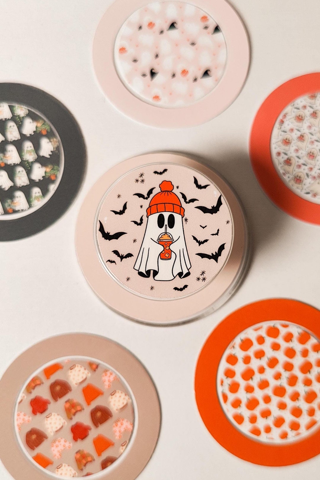 Spooky Fall Phone Grip Stickers: Ghost & Pumpkin Spice Decals - Etsy