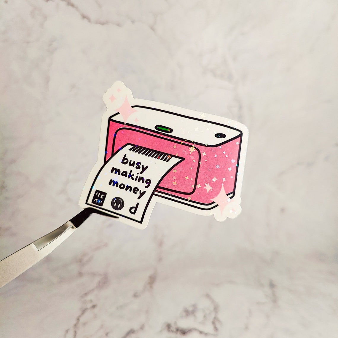 Busy Making Money Holographic Sticker: Water Resistant Entrepreneur ...