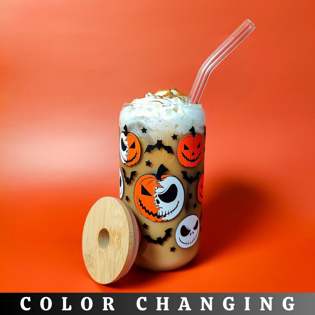 Pumpkin Jack Halloween Cup, Color Changing Pumpkin Jack Glass Can ...