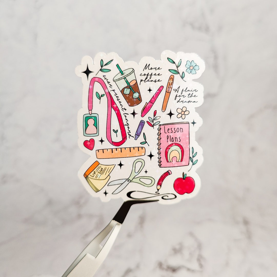 Teacher Doodles Holographic Sticker, Doing Teacher Stuff, Teacher ...