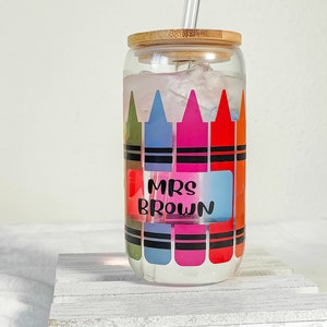 Crayon Color Changing Coffee Glass Cup, Teacher Appreciation Gift, Back ...