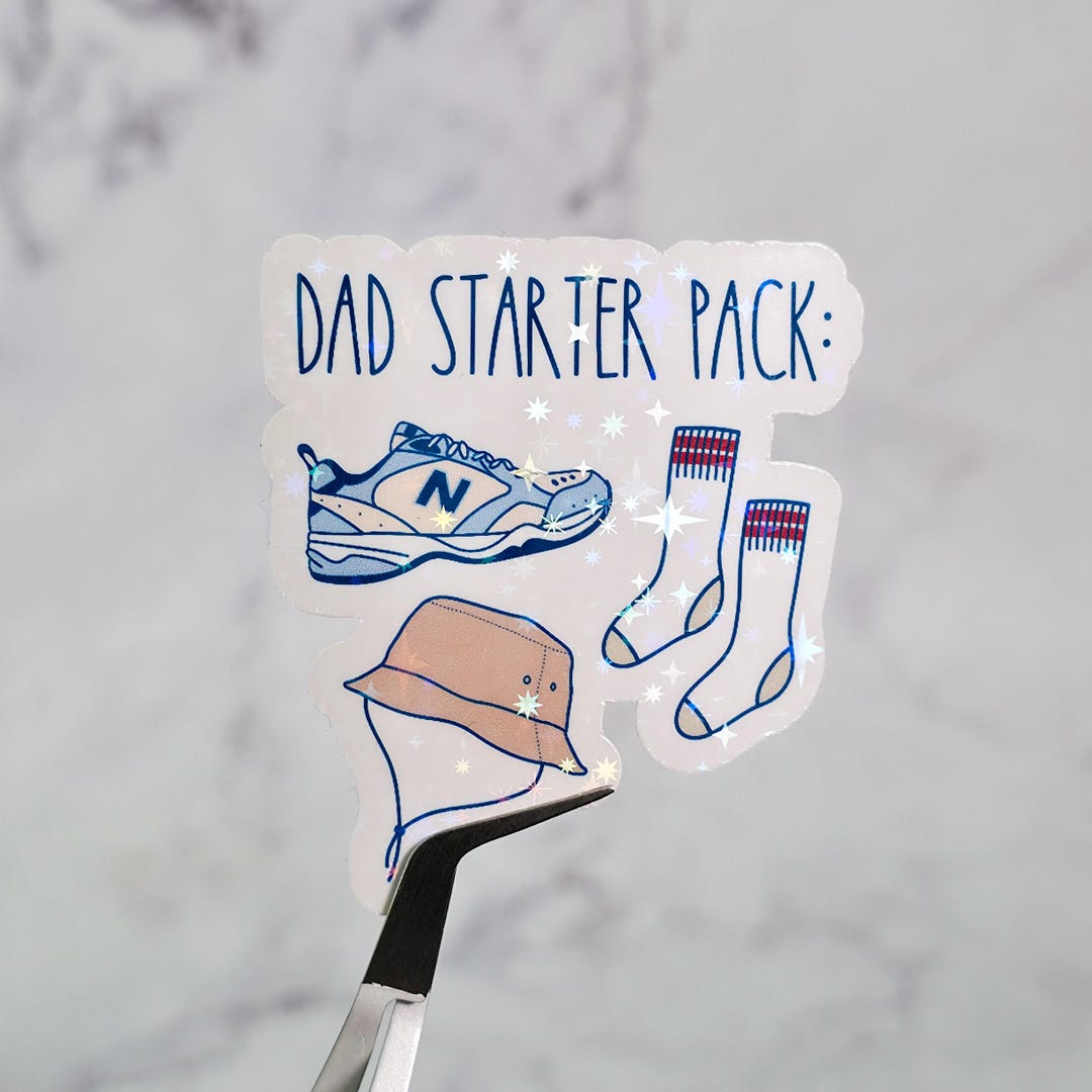 Dad Starter Pack Holographic Sticker, Classic Dad Look Water Resistant ...