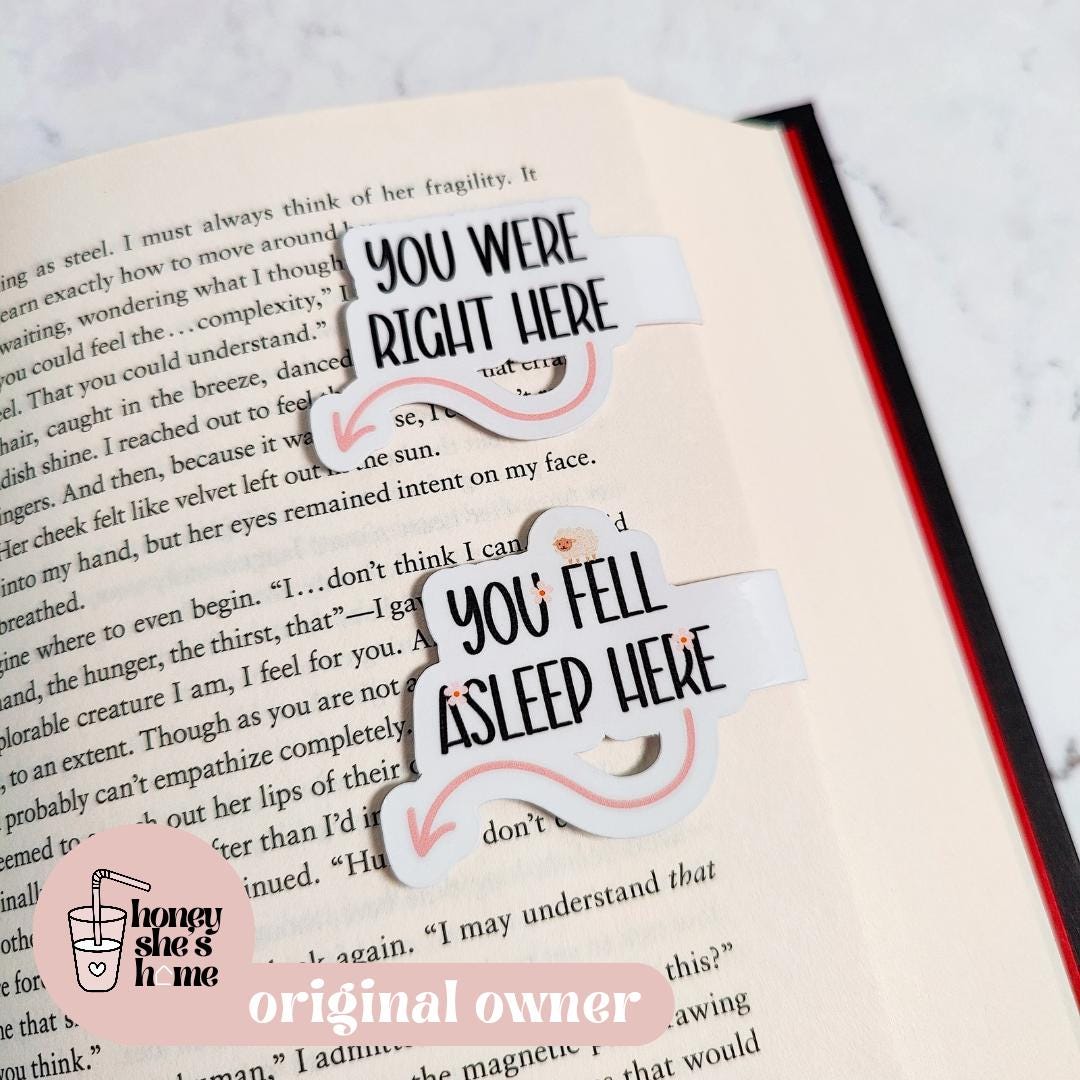 Right Here Magnetic Bookmark Set: You Fell Asleep Here, Book Lover Gift ...