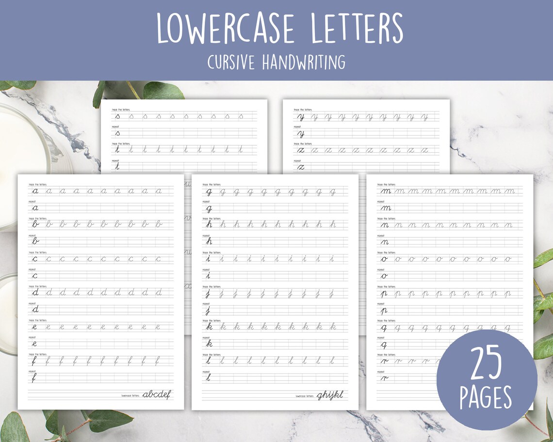 Printable Cursive Handwriting Worksheet, Hand Lettering, Handwriting ...