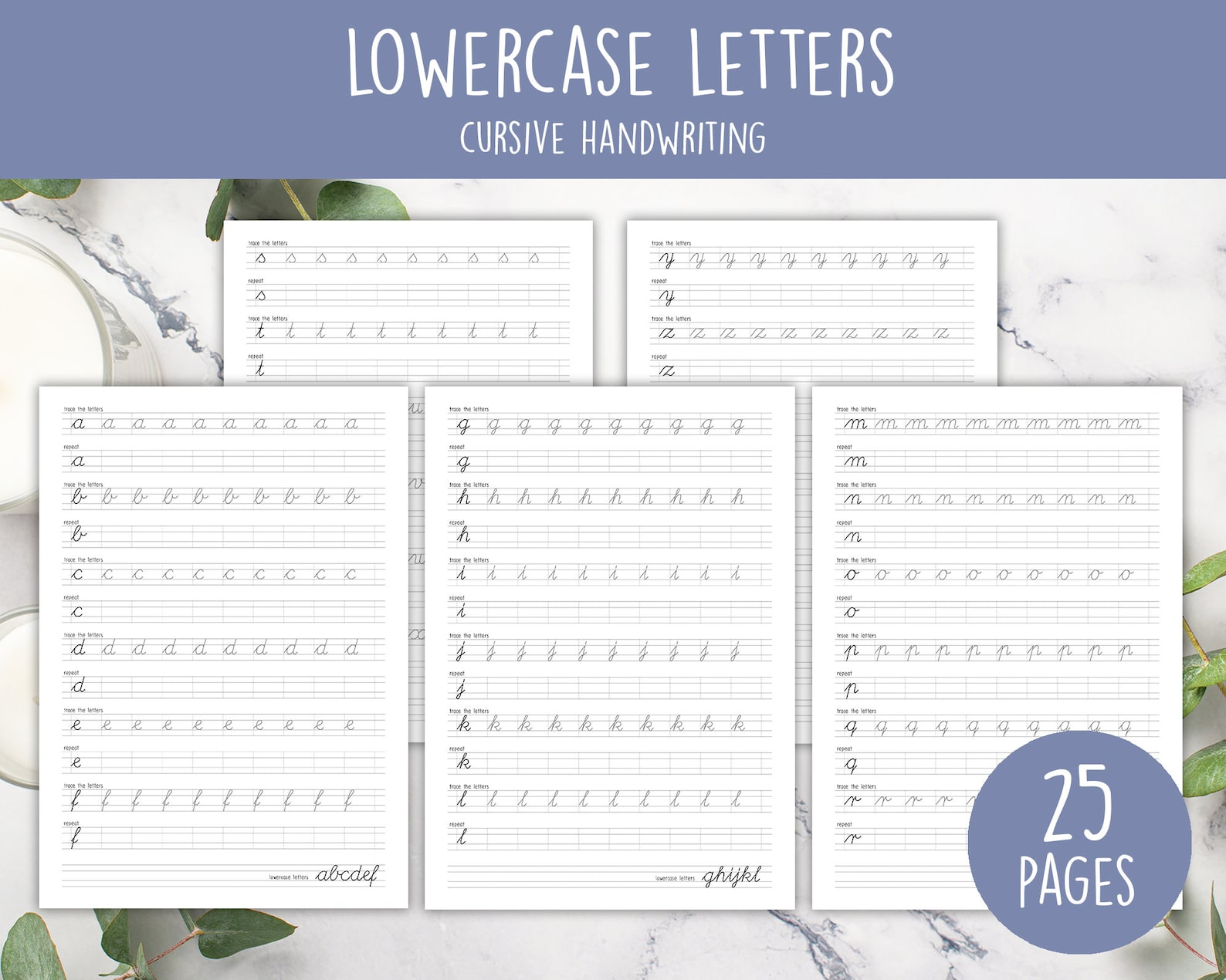 Printable Cursive Handwriting Worksheet, Hand Lettering, Handwriting ...