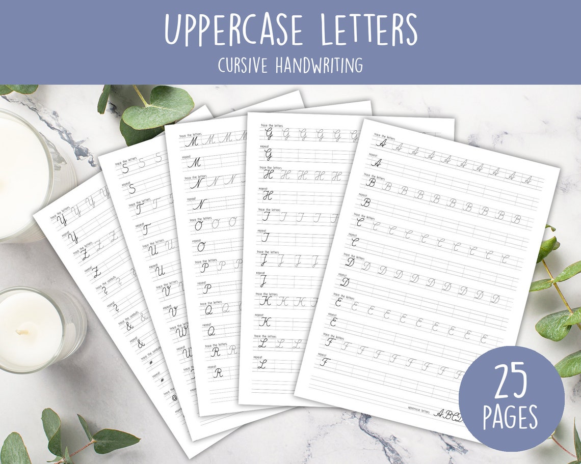 Printable Cursive Handwriting Worksheet, Hand Lettering, Handwriting ...