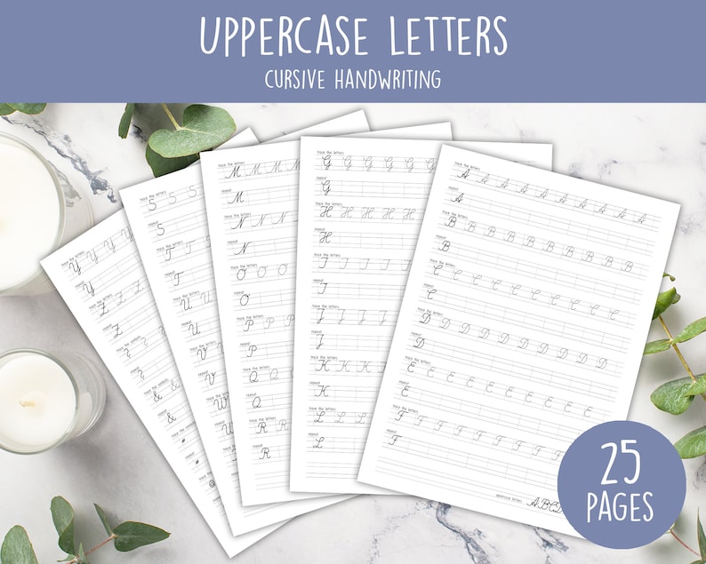 Printable Cursive Handwriting Worksheet, Hand Lettering, Handwriting ...